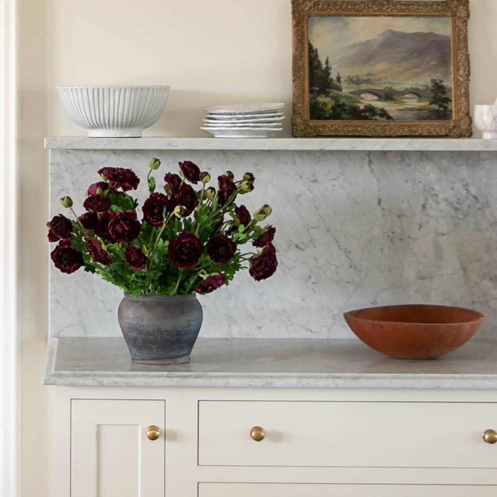 Ranunculus Flower Bush in Aubergine - 19" – puck and abby